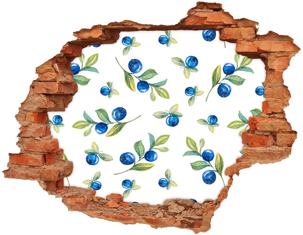 Wallmuralia Nálepka 3D díra na zeď beton Borůvky 90x70 cm