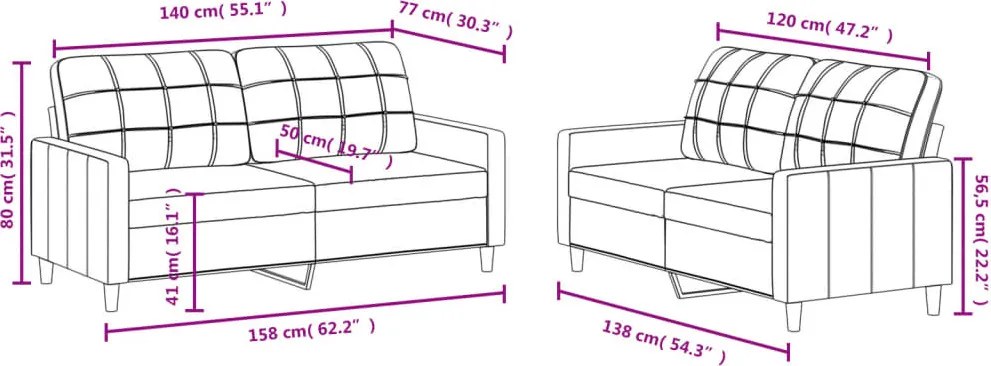 vidaXL 2dílná sedací souprava s poduškami textil [3201277] Barva: Černá