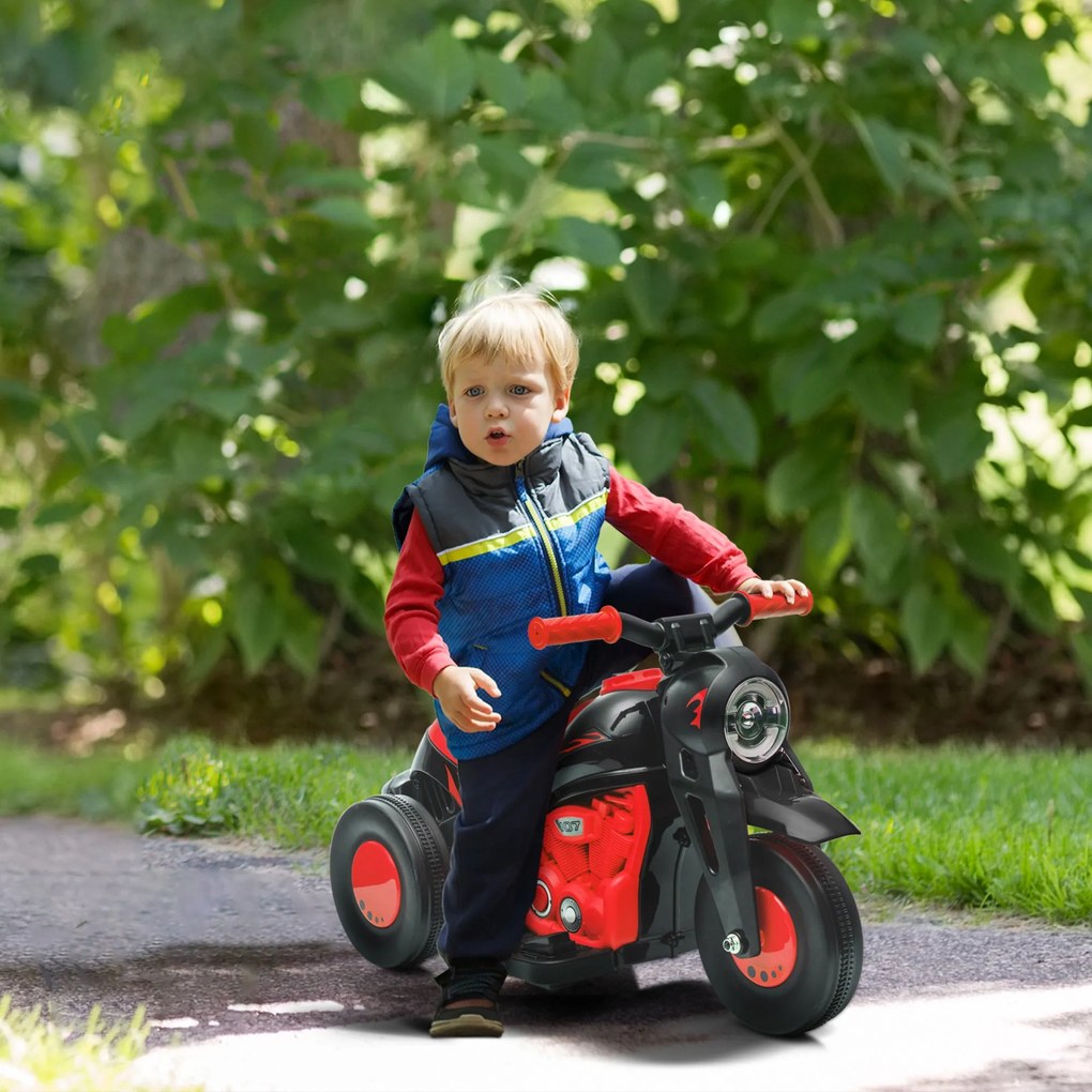 Dětská elektrická motorka AIYAPLAY pro děti od 2 let, bateriový model 6V se světly, funkcí na výrobu bublin, hudbou, rychlostí 3 km/h, nosnost 30 kg,