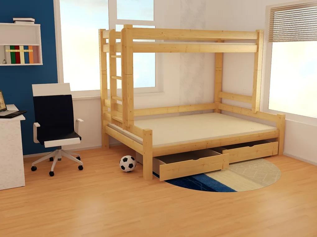 Vomaks Patrová postel s rozšířeným spodním lůžkem 8X8 6B 100/120 x 180 cm moření olše vpravo