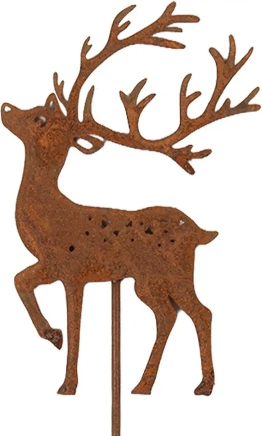 Rustikální rezavý zápich jelen Deer Rust - 8*1*35 cm