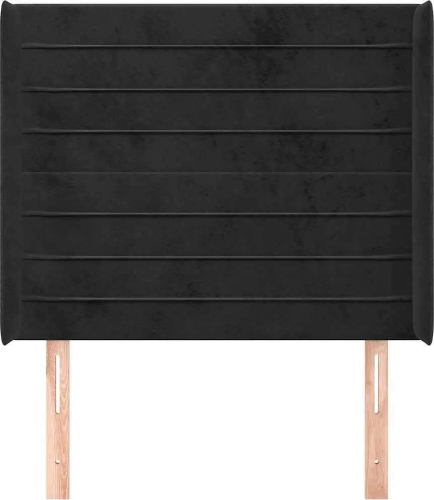 Čelo postele typu ušák černé 83x16x118/128 cm samet 3119752