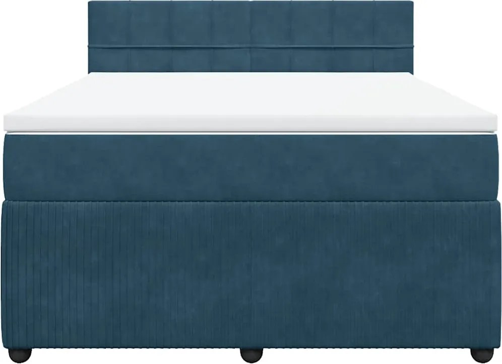 Box spring postel s matrací modrá 140 x 190 cm samet 3290038