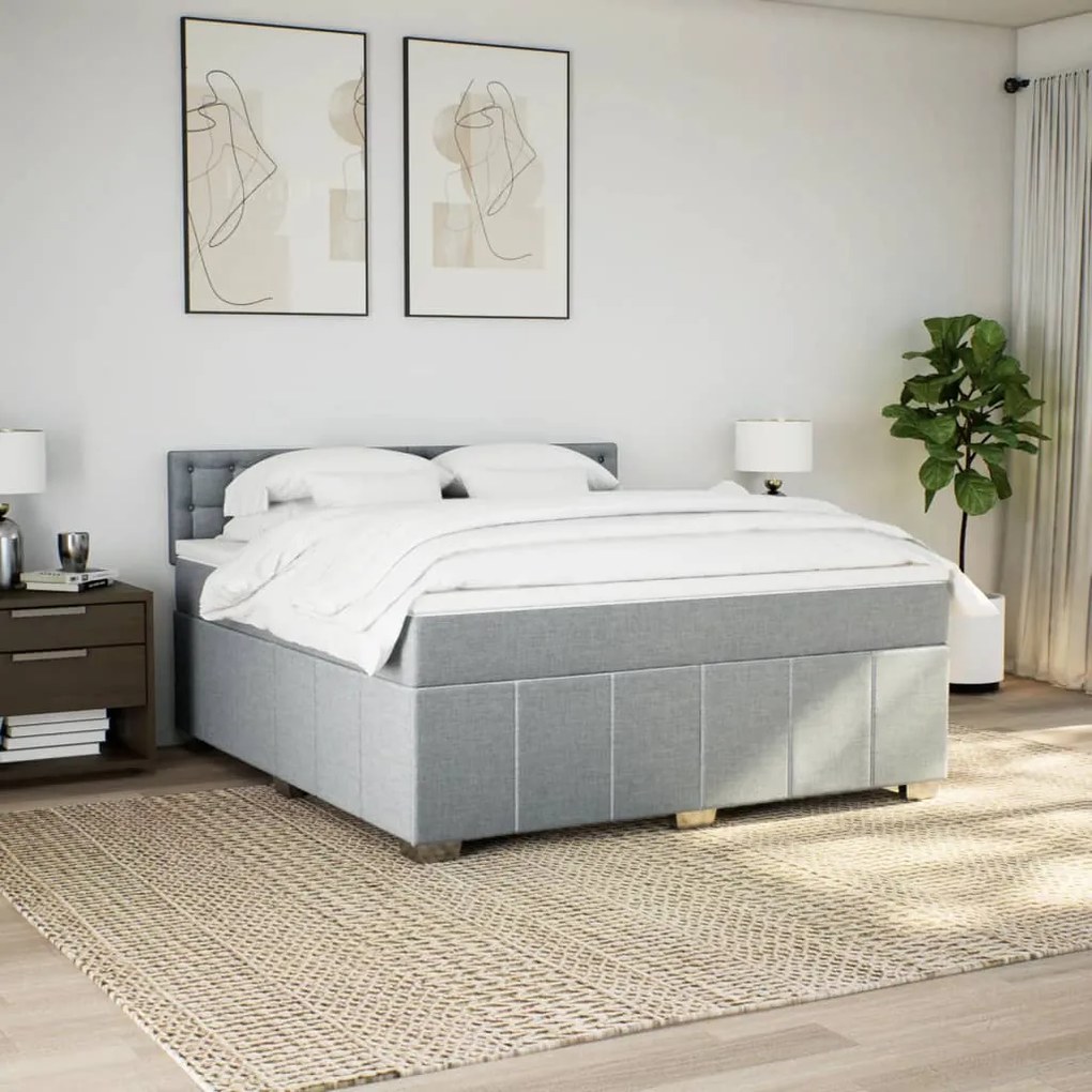 Box spring postel s matrací světle šedá 180 x 200 cm textil 3289461