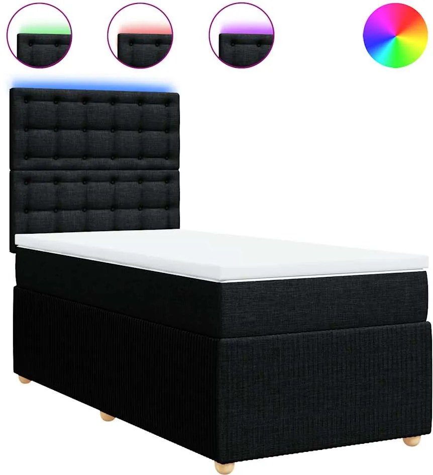 Box spring postel s matrací černá 90x190 cm textil 3294227