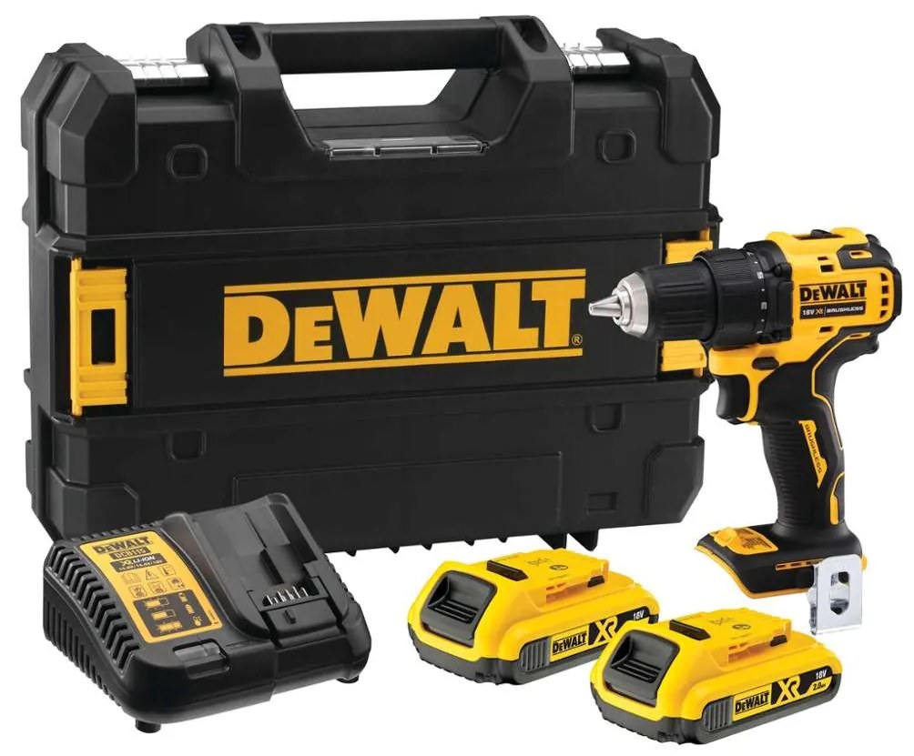 DeWALT Nářadí - 18V AKU vrtačka, 2x aku 2,0 Ah Li-Ion, nabíječka DCD708D2T