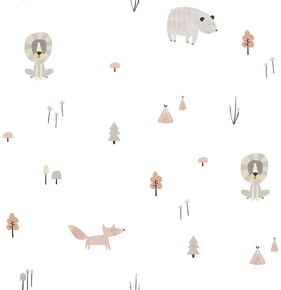 ICH Wallcoverings Dětská papírová tapeta se zvířátky v lese 3350-3 rozměry 0,53 x 10,05 m