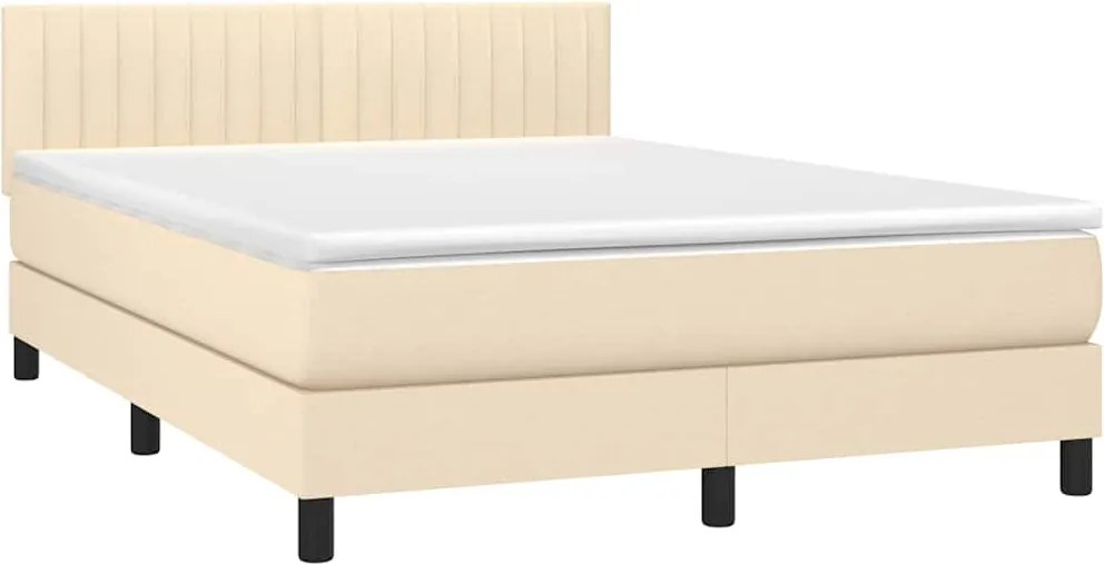 Box spring postel s matrací a LED krémová 140x190 cm textil 3133314