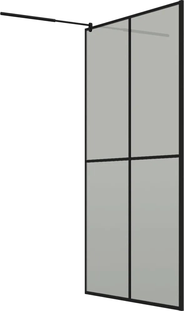 Zástěna do průchozí sprchy s policí černá 118x190 cm ESG/hliník 3185490