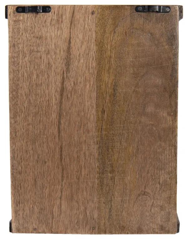 Hnědá dřevěná závěsná skříňka se slepičkou – 23x8x30 cm