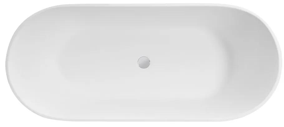 Besco Volně stojící vana z litého mramoru Moya Glam 160x70 Barva: Bílá/grafit, Rozměry (cm): 159x68,4, Typ a barva výpustě: Click-Clack standard, chrom