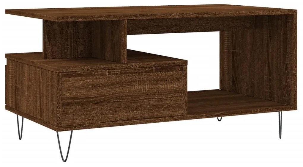 Konferenční stolek hnědý dub 90x49x45 cm kompozitní dřevo - Default Title