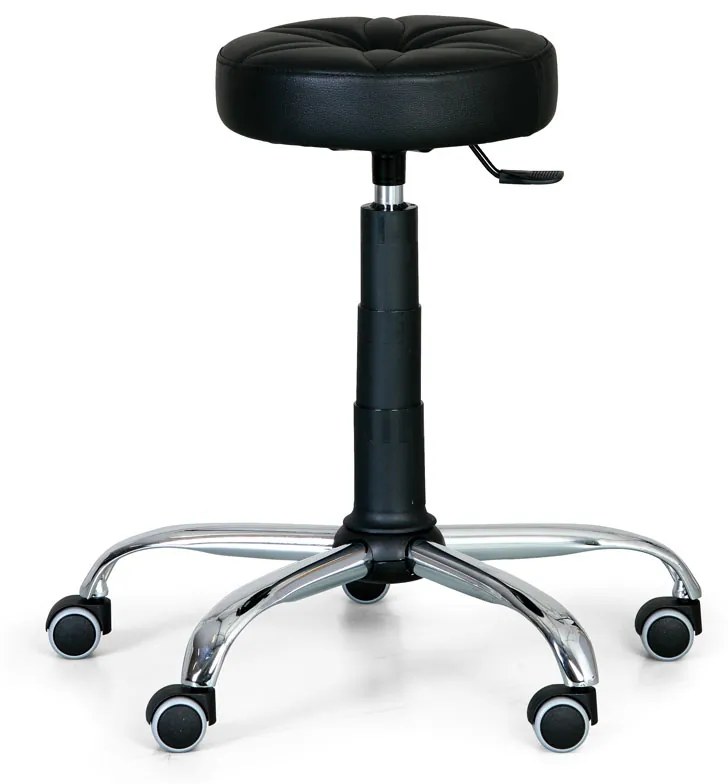 Antares Nastavitelná čaulouněná laboratorní stolička na kolečkách, černá