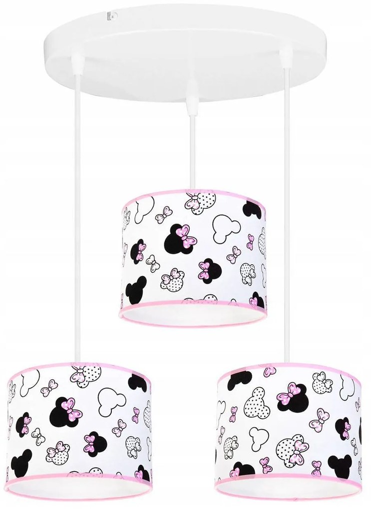 Dětské závěsné svítidlo Minnie, 3x textilní stínítko se vzorem,