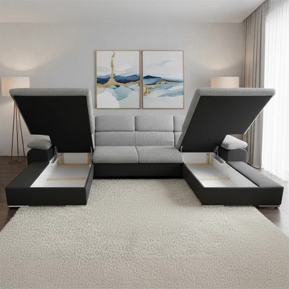 Sedací souprava COOL III | 191x350x191 cm | rozkládací + 2x úložný prostor | světle modrá 15/30
