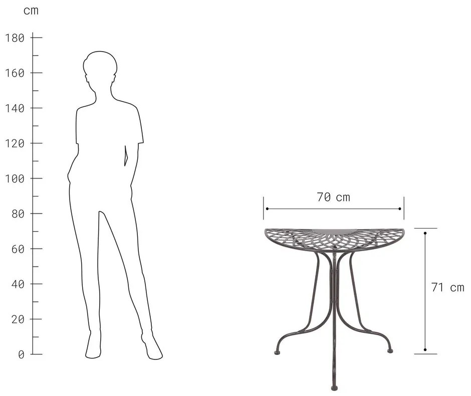 Butlers MANDALA GARDEN Zahradní set s půlkruhovým stolem - tm. hnědá