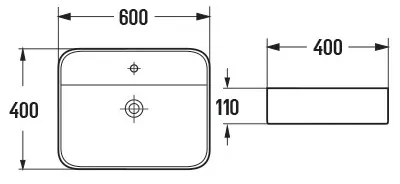 Mexen Sofia, umyvadlo na desku 60 x 40 x 11 cm, bílá, 22156000