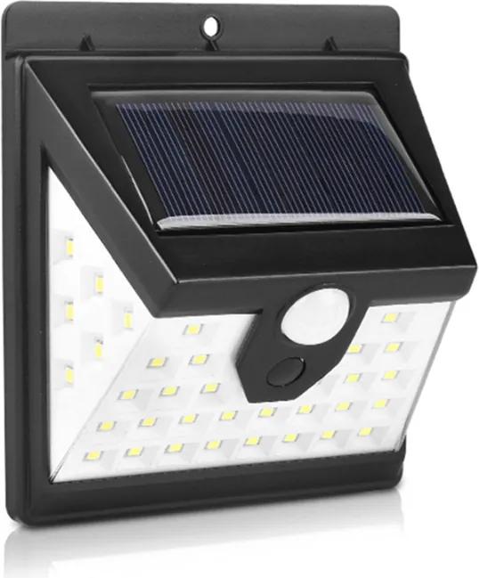 BERGE LED solární svítidlo 8W 28+12 se senzorem pohybu a soumraku - studená bílá