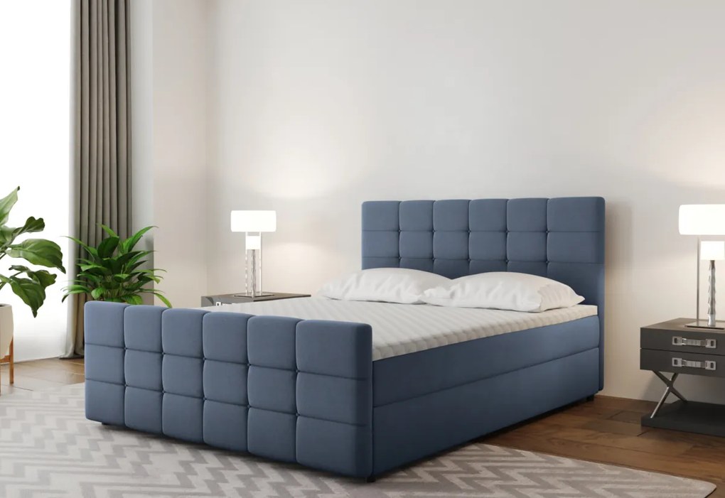 Čalouněná postel boxspring MARIN + topper, 140x200, Mat Velvet 74