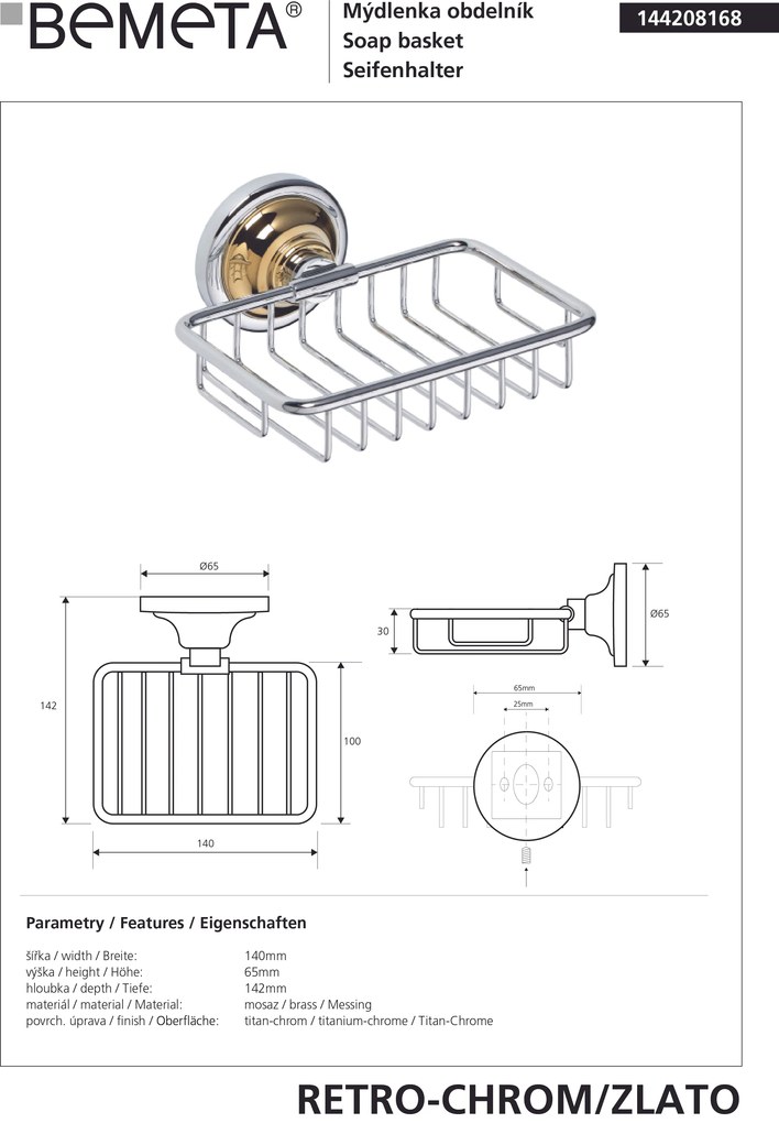 Bemeta Design RETRO gold-chrom: Mýdlenka - 144208168