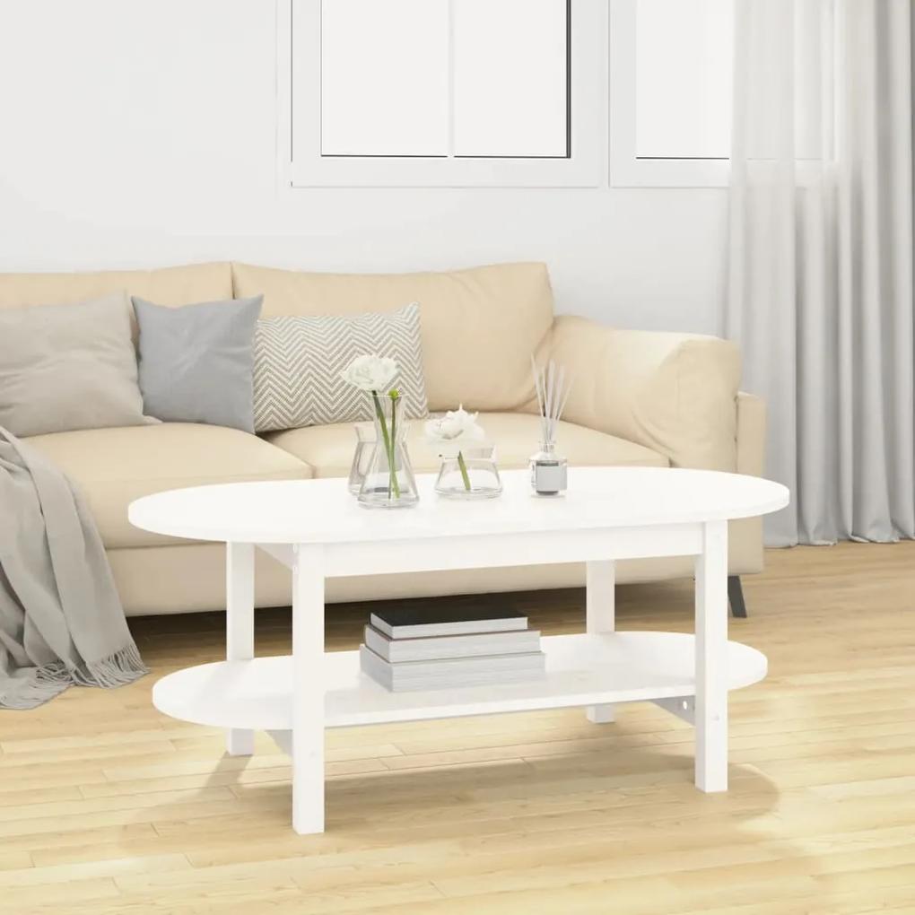 vidaXL Konferenční stolek bílý 110 x 55 x 45 cm masivní borové dřevo