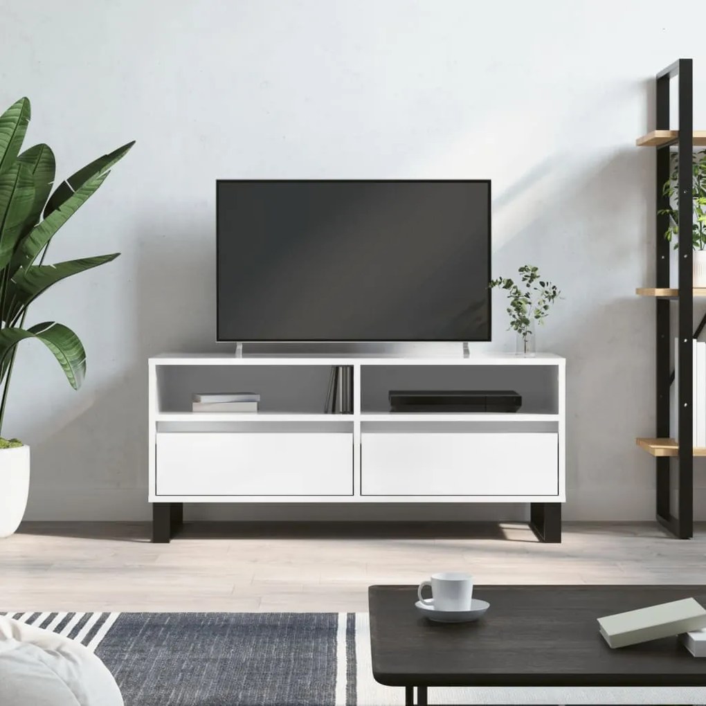 TV skříňka bílá vysoký lesk 100x34,5x44,5 cm kompozitní dřevo