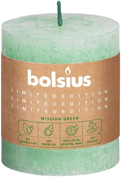 Bolsius Rustic Mission Green 68x80 mm se zeleným knotem Water zelená svíčka