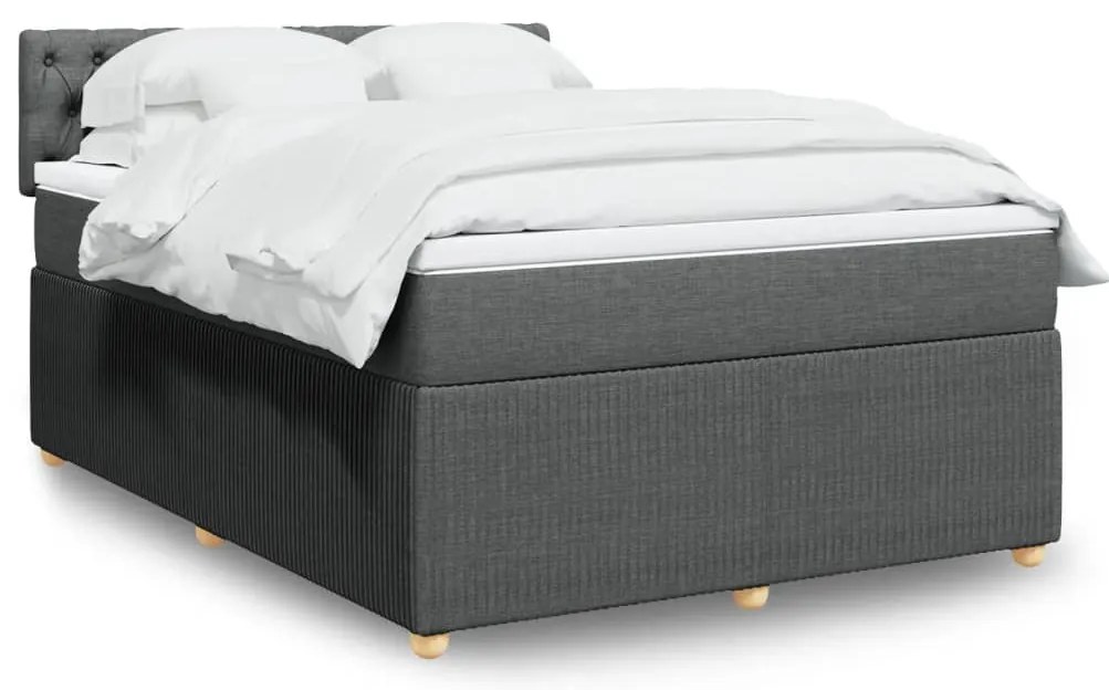 Box spring postel s matrací tmavě šedý 140 x 190 cm textil