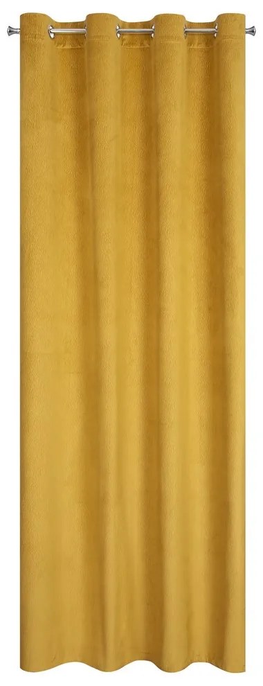 Záclona 140x250 Lili honey ready na velurové smyčce s působivým vlnitým reliéfem Eurofirany