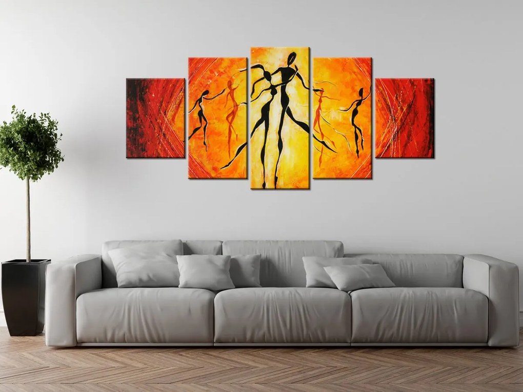 Gario Ručně malovaný obraz Nádherný tanec - 5 dílný Rozměry: 150 x 70 cm
