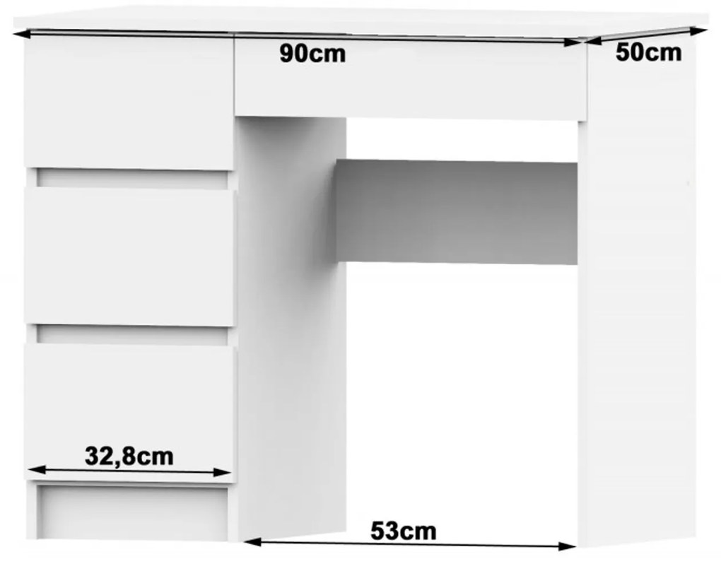 Počítačový stůl A7 bílá levá