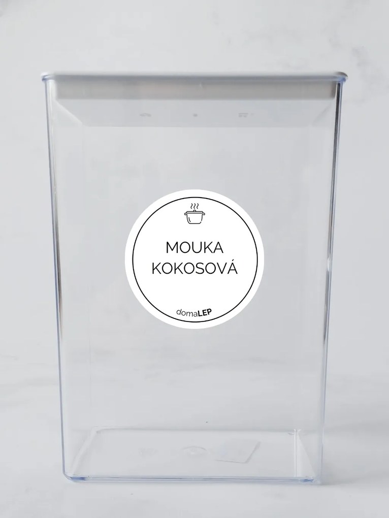 MOUKA KOKOSOVÁ - omyvatelná samolepka na dózu, výběr rozměrů Ø 5 cm / 5 x 5 cm / 6 x 8 cm | DomaLEPomyvatelná samolepka na dózu, výběr rozměrů Ø 5 cm / 5 x 5 cm / 6 x 8 cm | DomaLEP