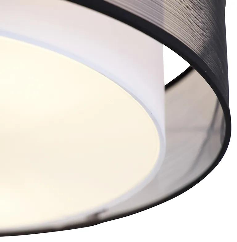 Moderní stropní svítidlo černobílé 50 cm 3-světelné - Drum Duo