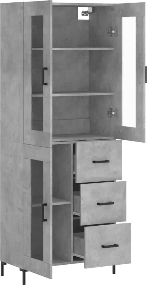 Skříň highboard betonově šedá 69,5x34x180 cm kompozitní dřevo 3198597
