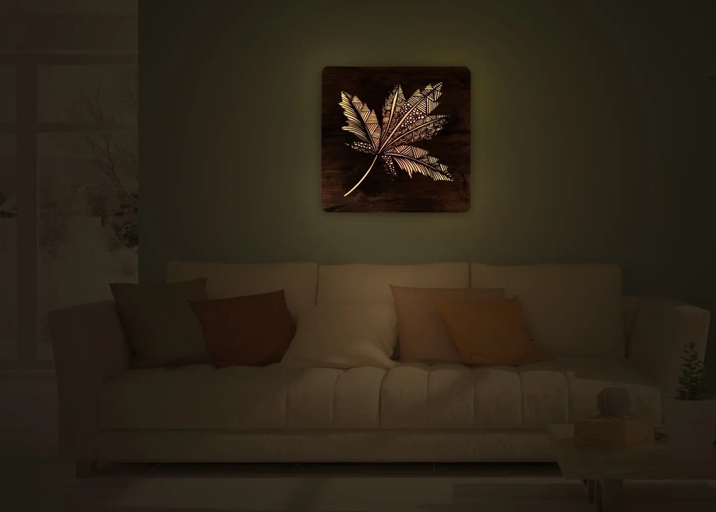 Li-Go "List javoru" světelný obraz 230V 62x62 cm provedení povrchu: bříza
