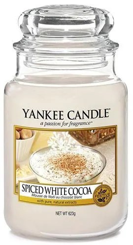 Yankee Candle Svíčka Yankee Candle 623gr - Spiced White Cocoa, bílá barva, sklo, vosk