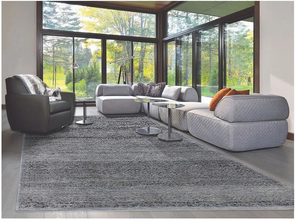 Diamond Carpets India, Ručně vázaný kusový koberec Diamond DC-MAMLOOK jeans blue/black, 305x425, modrá, chodba / předsíň