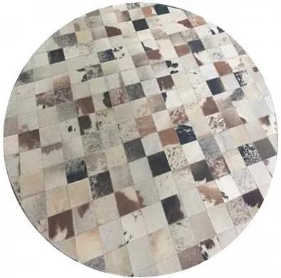 Luxusní kulatý koberec KŮŽE Typ10, patchwork, 200x200 cm
