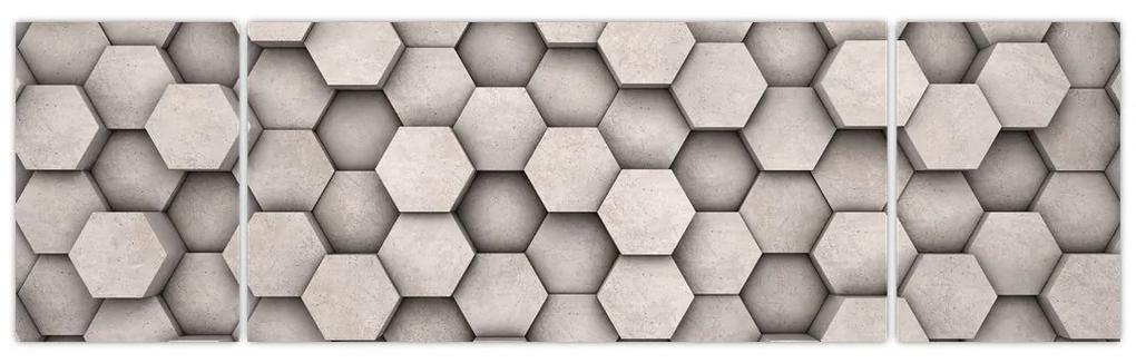 Obraz - Hexagony v betonovém designu (170x50 cm)