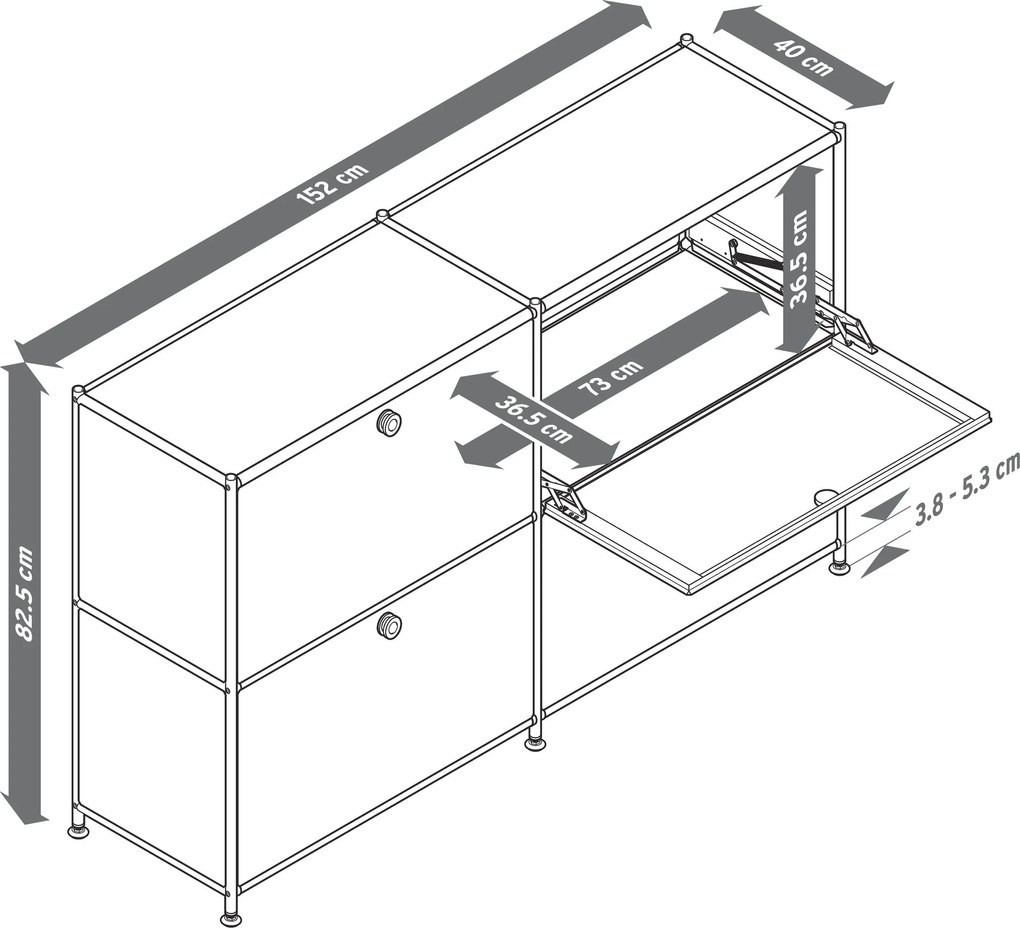 Tchibo - Odkládací skříňka »Cn3« se 4 výklopnými dvířky - barva: černá