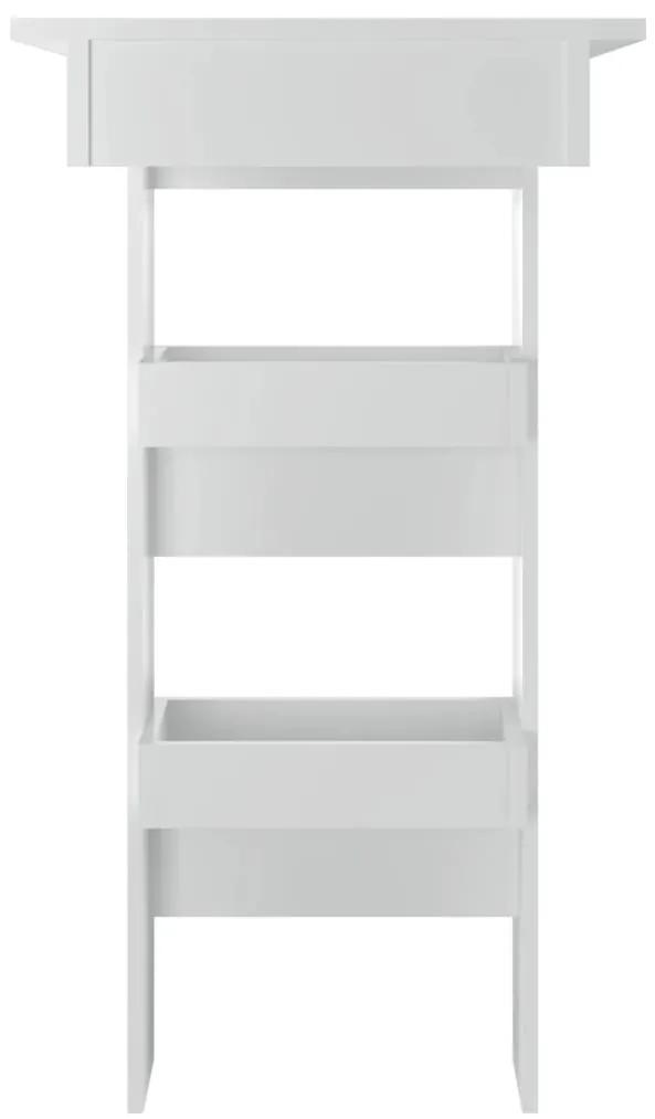 Nástěnný barový stolek bílý vysoký lesk 102x45x103,5cm kompozit