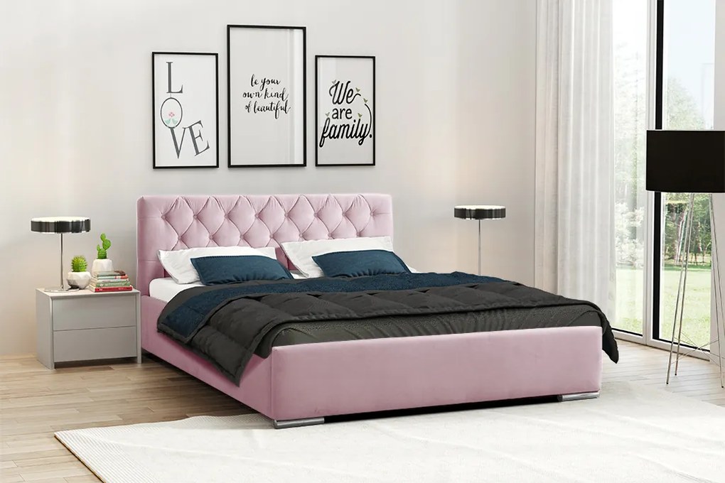 Eka Čalouněná postel ELEGANT 90x200 cm Barva látky Trinity: Světle zelená (Trinity 2321), Úložný prostor: Bez úložného prostoru