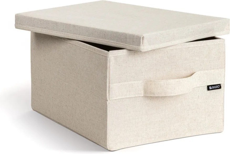 Béžový látkový úložný box s víkem 27x36x19 cm Soft Storage Small – Bigso