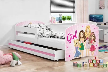 Dětská postel s úložným prostorem s motivem GIRLS (HOLKY)