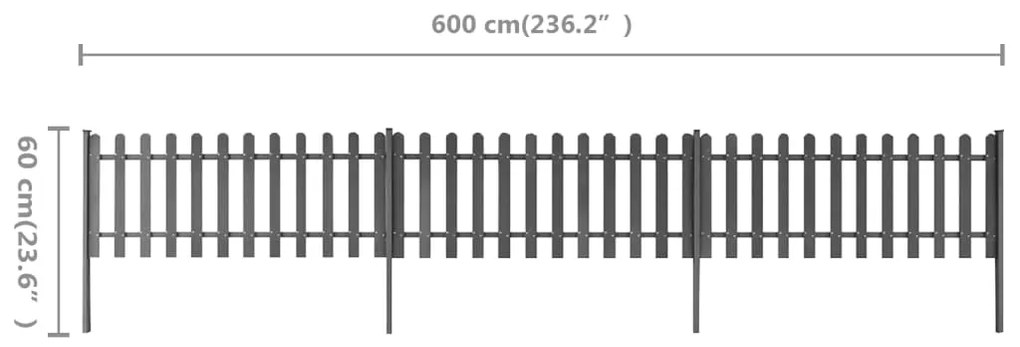 vidaXL Marketos Laťkový plot se sloupky 3 ks WPC 600 x 60 cm