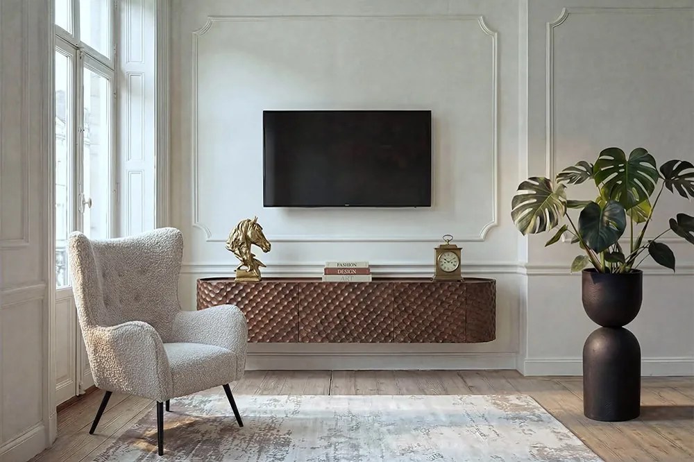 Designový závěsný TV stolek Zaxson 160 cm hnědé mango
