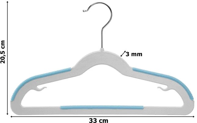 Věšáky na oblečení KIDSI šedé / modré (30 ks)