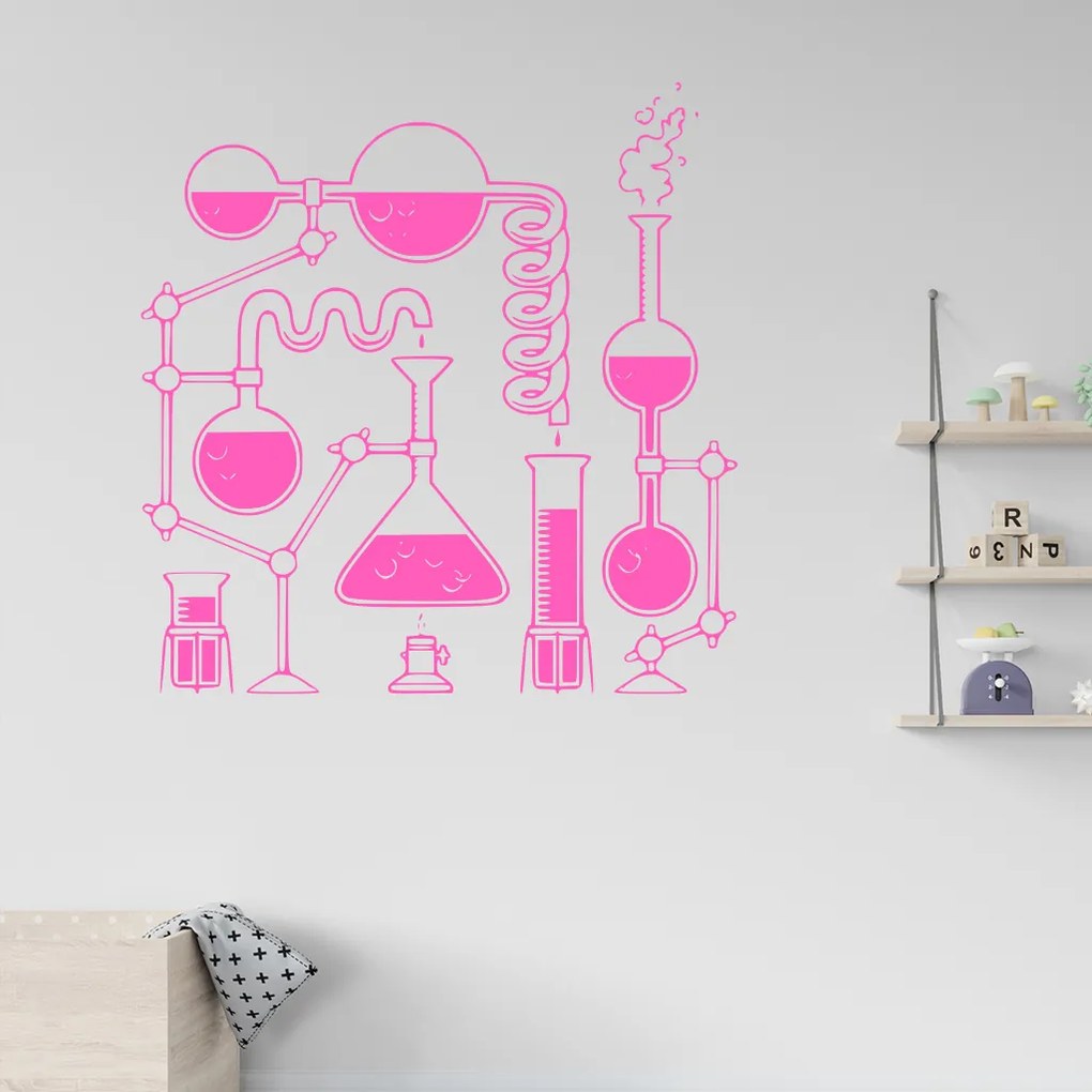 Živá Zeď Samolepka na zeď Chemie Barva: růžová, Velikost: 80 x 82 cm