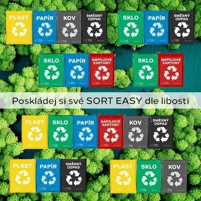 SIXTOL SORT EASY 3 BASIC FR / Tašky na tříděný odpad / 30x30x40 cm / 3