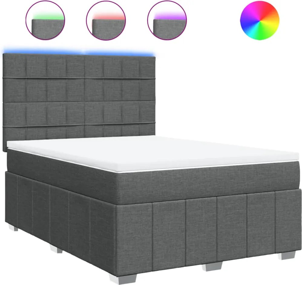 Box spring postel s matrací tmavě šedá 140x200 cm textil 3293992